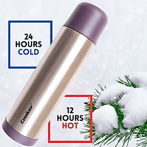 COOKER Double Insulated Thermos, Stainless Steel Thermos for Hot Drinks with Cup, 25 Oz Bpa Free Leakproof Thermos for Tea, Hot & Cold up to 24 Hours
