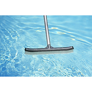 Poolmaster 20172 18-Inch Heavy Duty Aluminum-Back Swimming Pool Wall Brush with Durable Nylon Bristles, Premier Collection, Silver