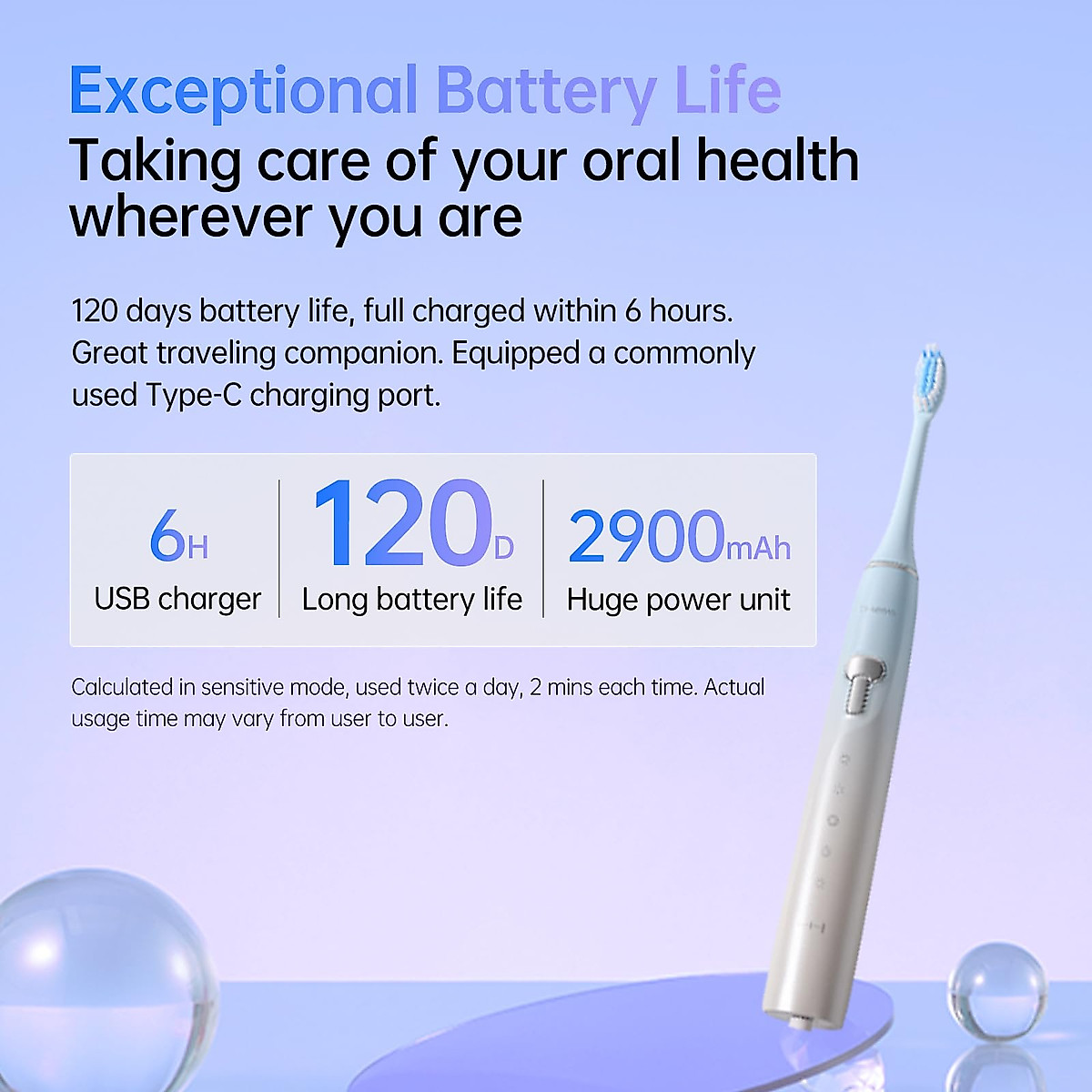 M-teeth Sonic Electric Toothbrush for Adults, X7 Series with 120 Days Battery Life, 5 Modes, 3 Brush Heads, Smart Timer, Dentist Recommended, Rechargeable, Water Resistant, Green