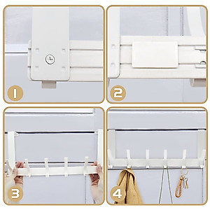 TACYKIBD Over The Door Hook, Heavy Duty Door Hanger Hooks, Over The Door Hanger with 12 Coat Hooks for Hanging Towel Coat Cloth, Back of Bathroom Bedroom Key Holders Kitchen Organizer (White)