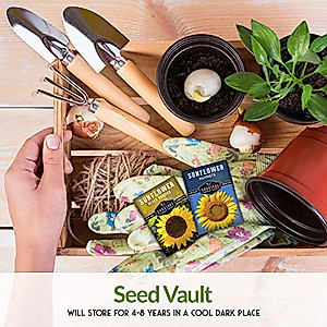 Survival Garden Seeds Edible Sunflower Seed Vault - Gigantic Flowers with Delicious Seeds - Mammoth Sunflower and Oil-Rich Black Russian Sunflower - Non-GMO Heirloom Seeds for Planting & Growing