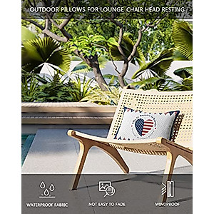 Recliner Head Pillow Ledge Loungers Chair Pillows with Insert Life in American is Better American USA Flag Hear Shapes Lumbar Pillow with Adjustable Strap Patio Garden Cushion for Bench Couch, 2 PCS
