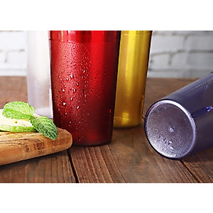 New Star Foodservice 46540 Tumbler Beverage Cup, Stackable Cups, Break-Resistant Commercial SAN Plastic, 5 oz, Blue, Set of 12