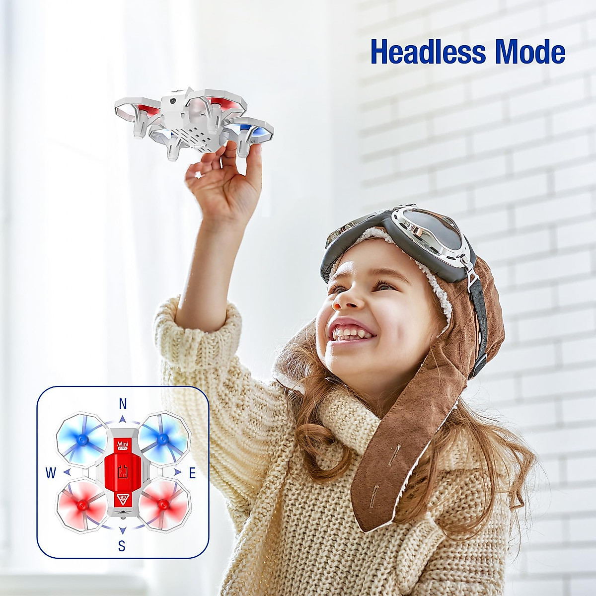 Rc Drone for Beginner, JoyKey Easy Mini Drone for kids with Adjustable LED Light, Indoor Quadcopter with Speed Mode, Altitude Hold, 3D Flip, Auto Rotation, One Key Start/Land, Headless Mode and 2 Batteries, Drone Toy for Boys & Girls