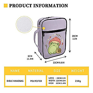 Tongluoye Mushroom Bible Covers for Teen Girls Cute Purple Bible Carrying Case for Church School Libraries Frog Snail Bible Carrier with Protective Hand Strap Gifts for Daughters Sisters Friends