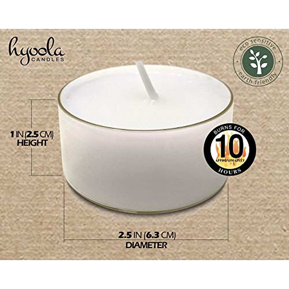 Hyoola Pure Jumbo Tealight Candles - 100% Natural Candles Non Toxic - 10 Hour XL Vegan Tea Lights Candles in Clear Cup - 8 Pack