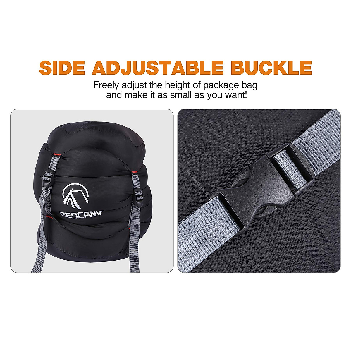 REDCAMP Nylon Compression Stuff Sack, Ultralight Sleeping Bag Compression Sack Great for Camping, Backpacking, Hiking, Black XL