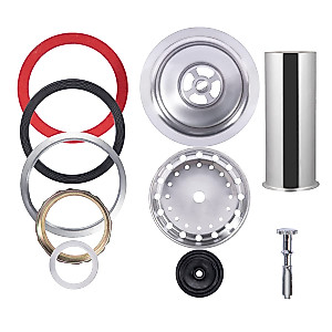 UNI-DRAIN Kitchen Sink Drain Stainless Steel Replacement Kits for Opening 3-1/2" with Basket Strainer, Kitchen Sink Drain Assembly for Kitchen