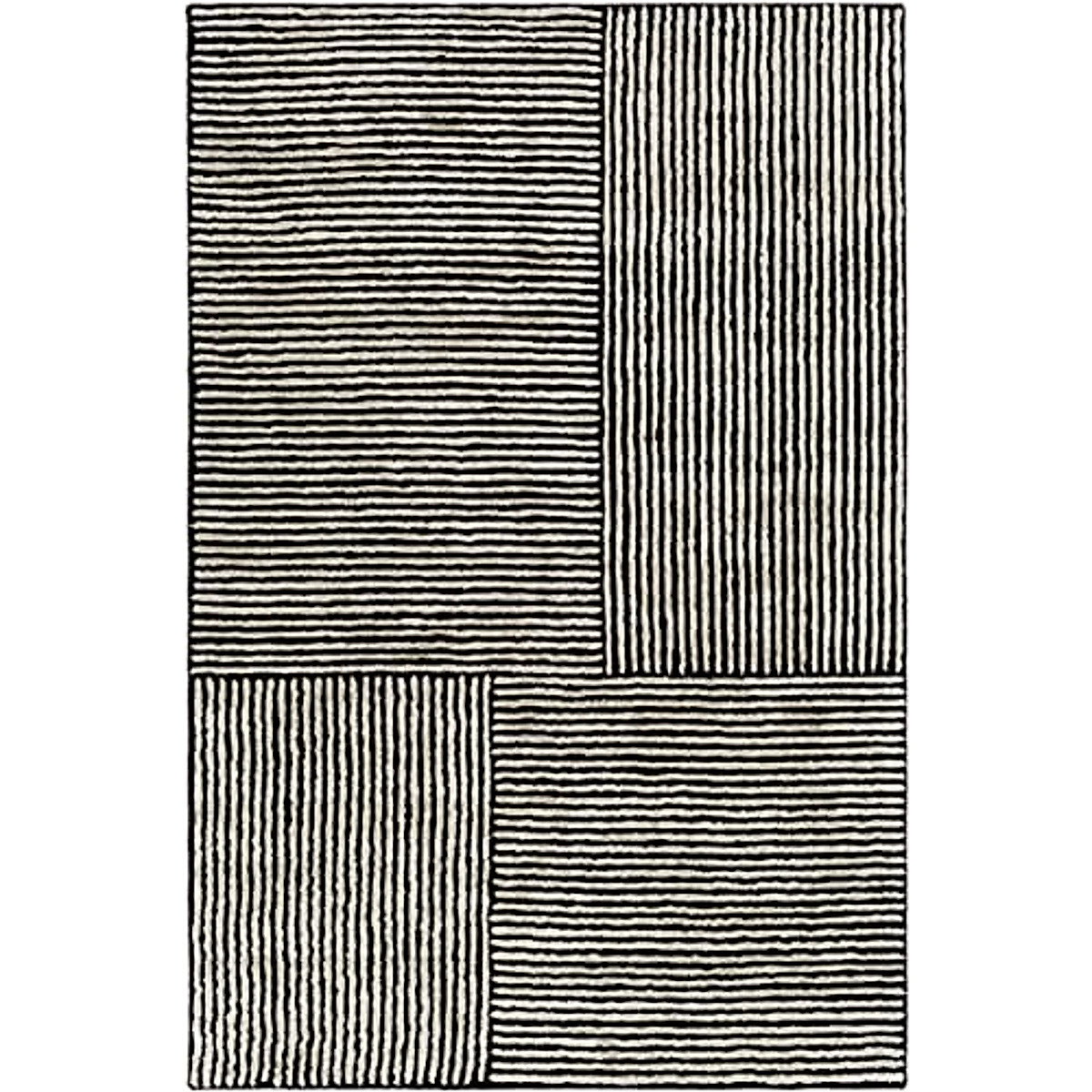 Mark&Day Area Rugs, 9x13 Lieveren Modern Black Area Rug Black White Carpet for Living Room, Bedroom or Kitchen (9' x 13')