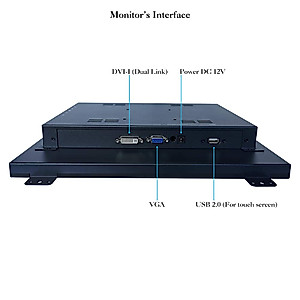 iChawk 15'' inch PC Display 1024x768 4:3 DVI VGA USB Power On Boot Metal Shell Embedded Open Frame Industrial Four-Wire Resistive Touch LCD Screen Monitor with Quick Easy Installation K150MT-DR