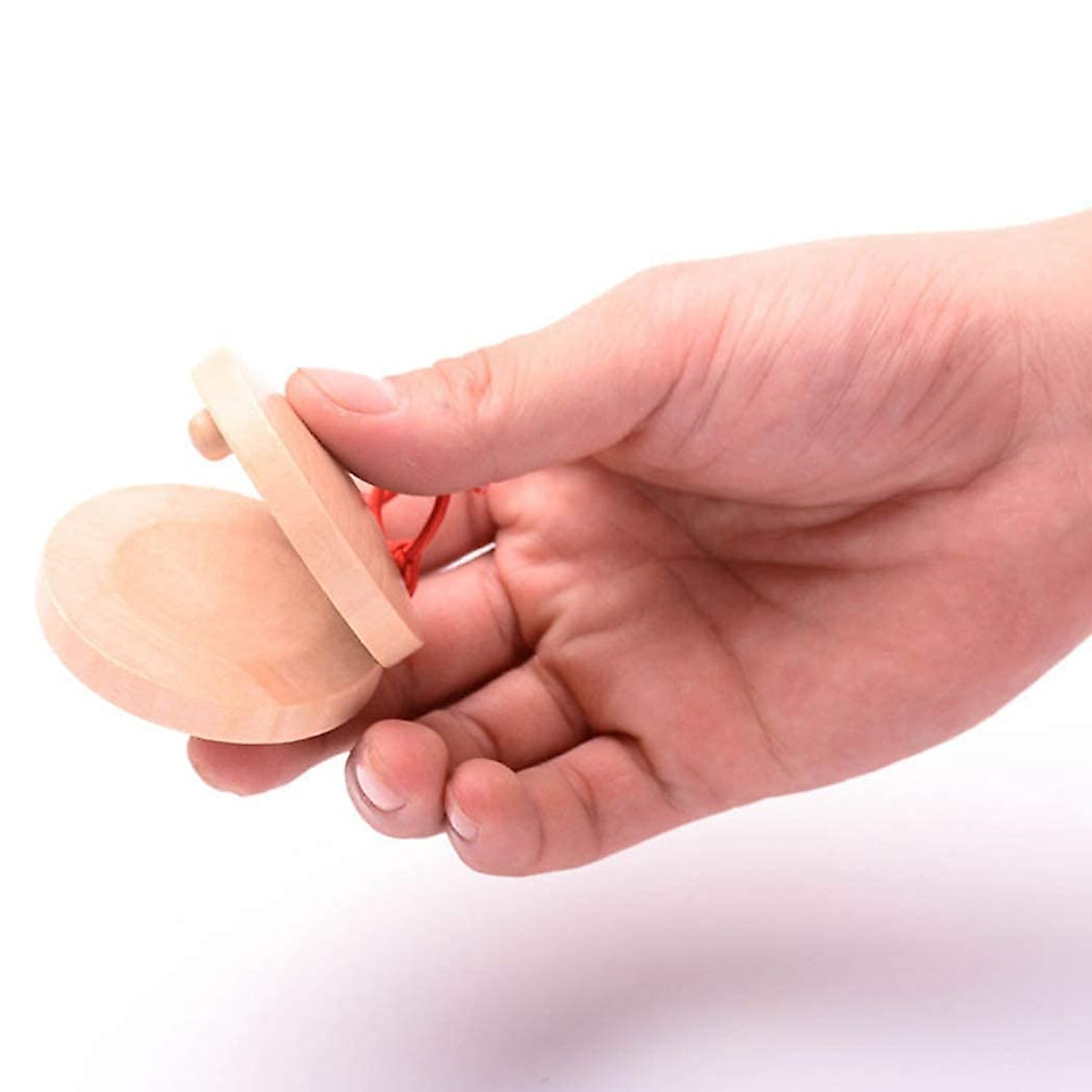 Licogel Wooden Castanet Percussion Instrument - 12PCS Hand Finger Castanets Party Favors Spanish Wood Castanets Classroom DIY Rhythm Music Musical Instrument for Kids Children Adults