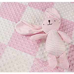Newborn Blanket & Bunny Girl Gift Set, Ultra Soft and Cuddly, Pretty in Pink, Baby Plush Polka dot, (Pink) This Could be The Baby's Best Friend for a Lift time.