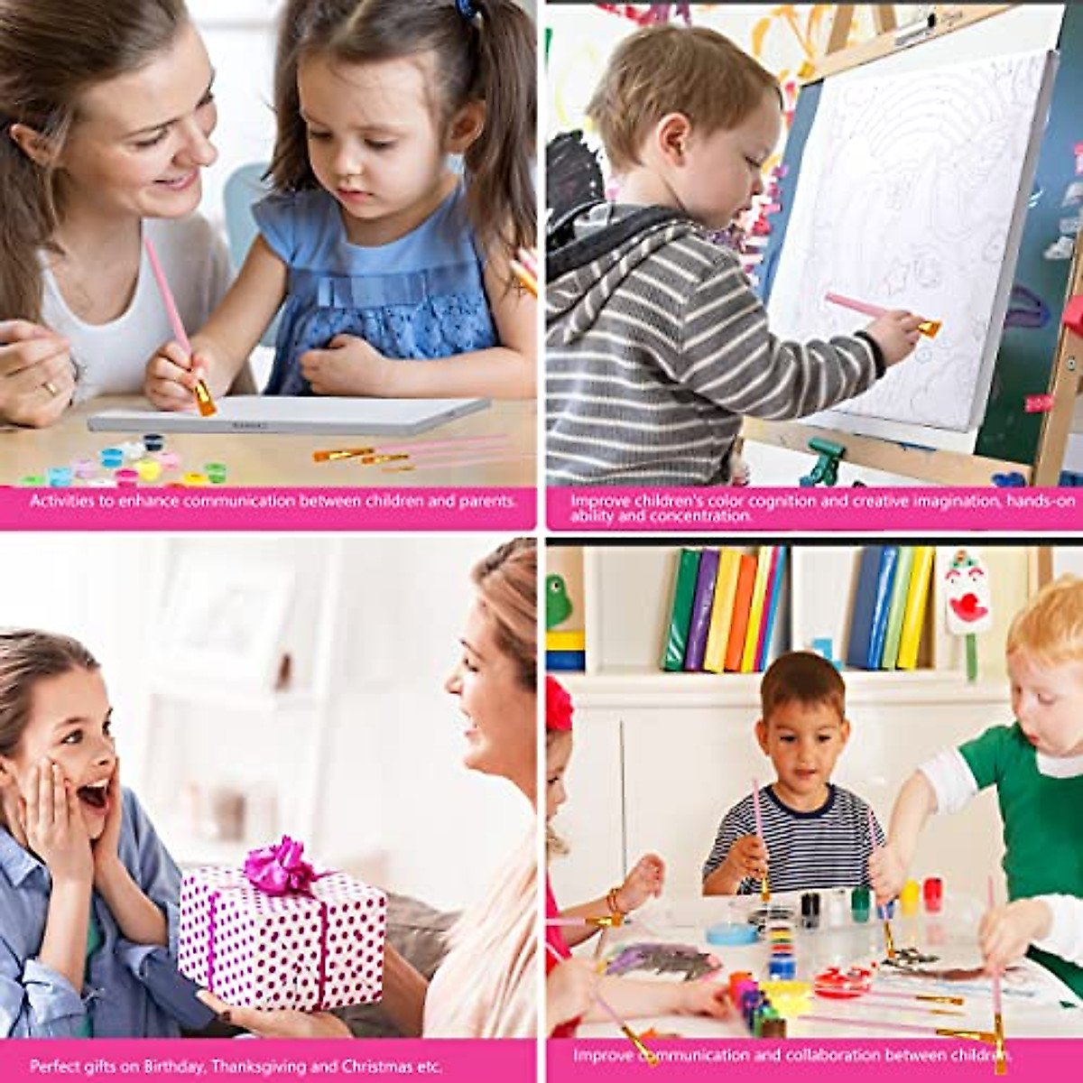 AUGVO Paint by Numbers for Kids, 2 Pcs Paint by Numbers for Kids Ages 4-8 Beginner, for Unicorn DIY Oil Painting Gift Kits, 8 x 8” Pre Drawn Canvas, Christmas Gift for Kids