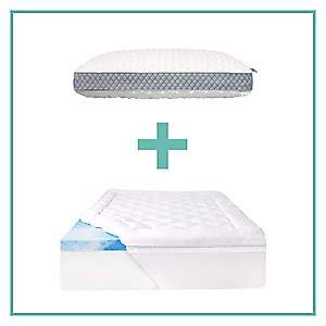 Sealy 4-Inch SealyChill Gel + Comfort Pillowtop Memory Foam Twin XL Mattress Topper + Molded Memory Foam Pillow Set