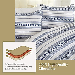 3 Piece Quilt Set with Shams | Soft & Breathable Bed Cover for Spring & Summer | Hypoallergenic All-Season Quilt | Multi Layer Coverlet | Lightweight Bedspread | Boho Stripes | Sydney Collection…
