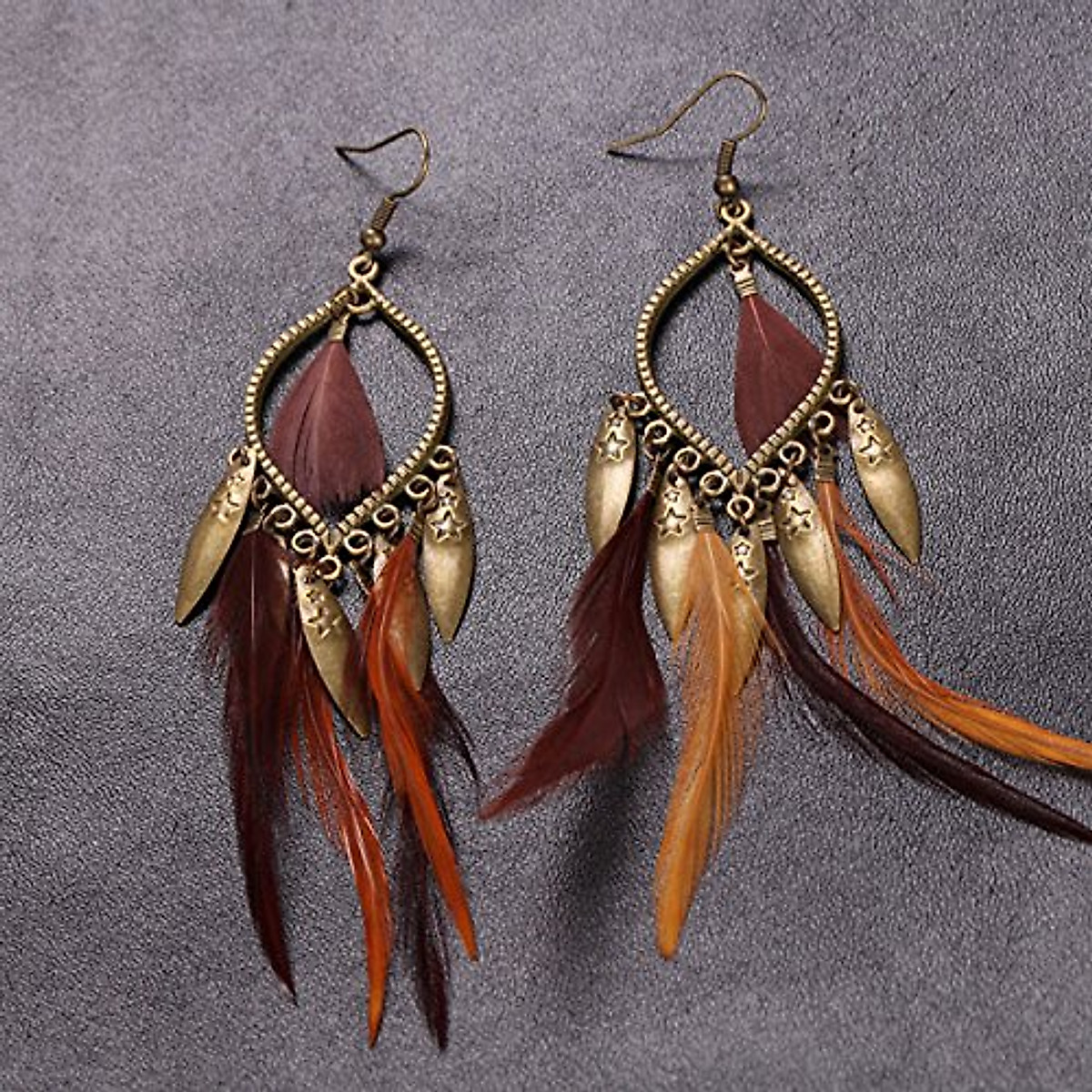 FXmimior Fashion Women Vintage Bohe Feather Earrings for Christmas Xmas Jewelry Women