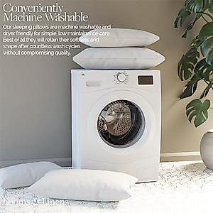 King Size Pillows for Bed Pillows Made in USA by Looms and Linens King Sham Insert Pillow 20 x 36 Flat Sleeping Pillow Insert for Bedroom Washable Pillow Inserts