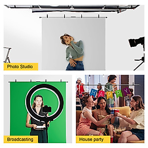 Emart T-Shape Backdrop Stand, 3x6.5ft Adjustable Green Screen Photo Background Holder, Portable Small Back Drop Support Kit for Photography, Photoshoot, Parties, Zoom