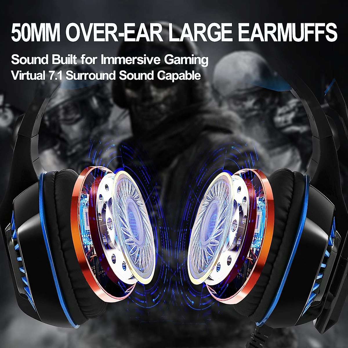 SVYHUOK Wired Pro Gaming Headset with Mic for Xbox one PC PS4, Noise Cancelling Over Ear Gaming Headphones, Stereo Bass Surround Sound, LED Light, MacBook Laptop Game Earphone Accessories