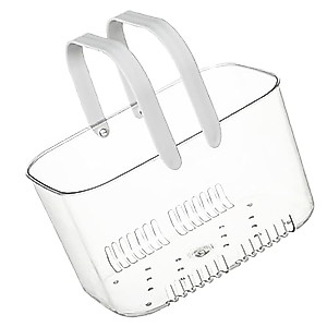 Transparent Multifunctional Shower Caddy Basket, Portable Handle, Waterproof, PET & PP Material, for Bathroom Use