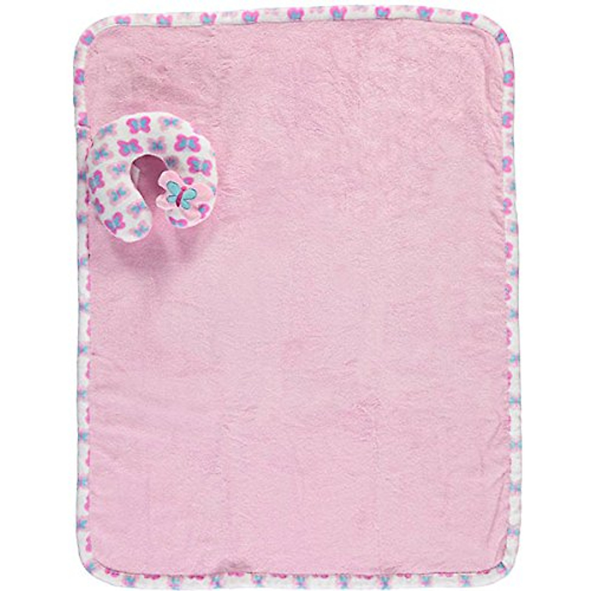 Cribmates Blanket with Neck Support, Pink/Blue/White Butterfly