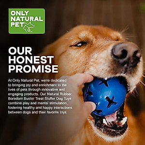 Only Natural Pet Rubber Boredom Buster Treat Stuffer Dog Toys - Interactive Stuffable Feeder Dispenser Fillable Durable Play Puppy Medium Large XS Chew Pup Hide Holder Easy Refill -RubberBall/DarkBlue