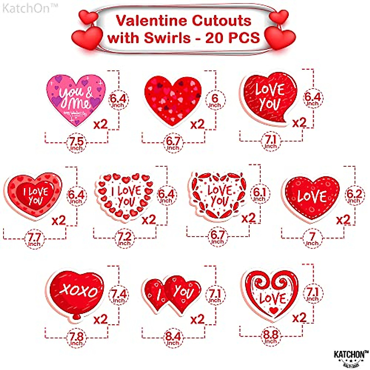 KatchOn, I Love You Valentines Hanging Swirls - Pack of 30, Valentines Day Decorations | Valentines Heart Decorations for Valentines Day Decor | Hanging Hearts Decorations for Valentines Decorations.