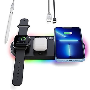 Minthouz 4 in 1 Wireless Charger, 18W Fast Wireless Charging Station for iPhone 13/12/11/XR/X/8 Series/Samsung Phone, Wireless Charging Pad Compatible with Apple Watch, AirPods (with 1 USB C-A Cable)