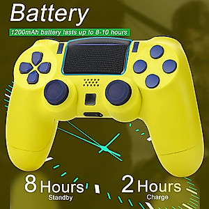YU33 Wireless Controller for PS4 Controller, Replacement for Playstation 4 Controller,Dual Vibration Pa4 Game Gamepad Joystick Remote Controller for PS4/Slim/Pro/PC,with Motion Control,Audio Yellow