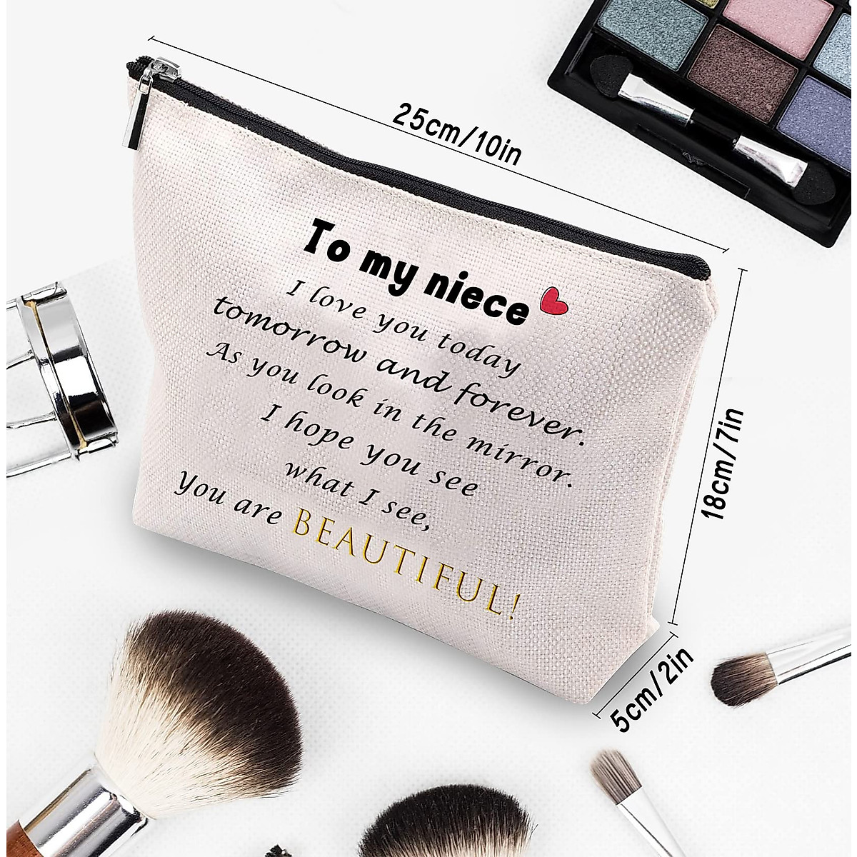 CEASQVAA Niece Gifts From Auntie Uncle Makeup Cosmetic Bag Inspirational Birthday Graduation Gifts For Niece