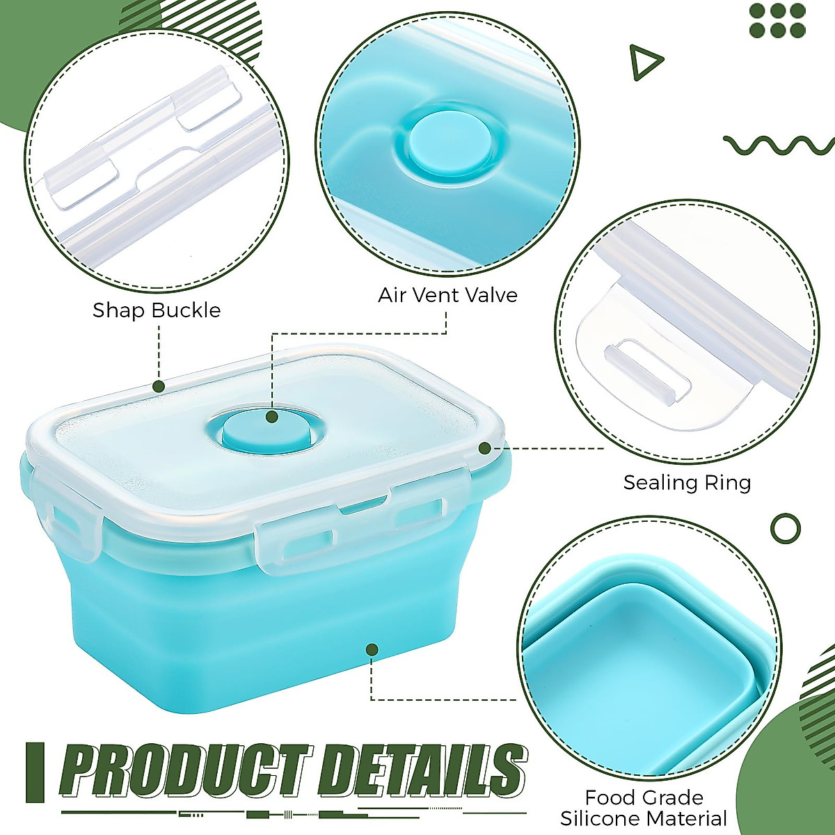 Bokon 16 Silicone Collapsible Food Storage Containers 11.8 oz Reusable Collapsible Bowls with Lids Vent Foldable Food Container Sets Meal Prep Container Silicone Lunch Box, Microwave Dishwasher Safe