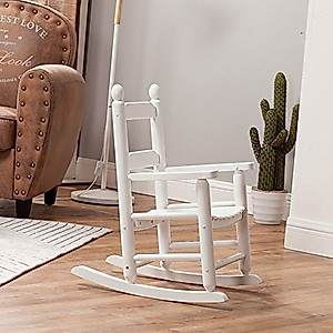 BplusZ Rocking Kid's Chair Wooden Child Toddler Patio Rocker Classic Ages 3-6 White, Indoor