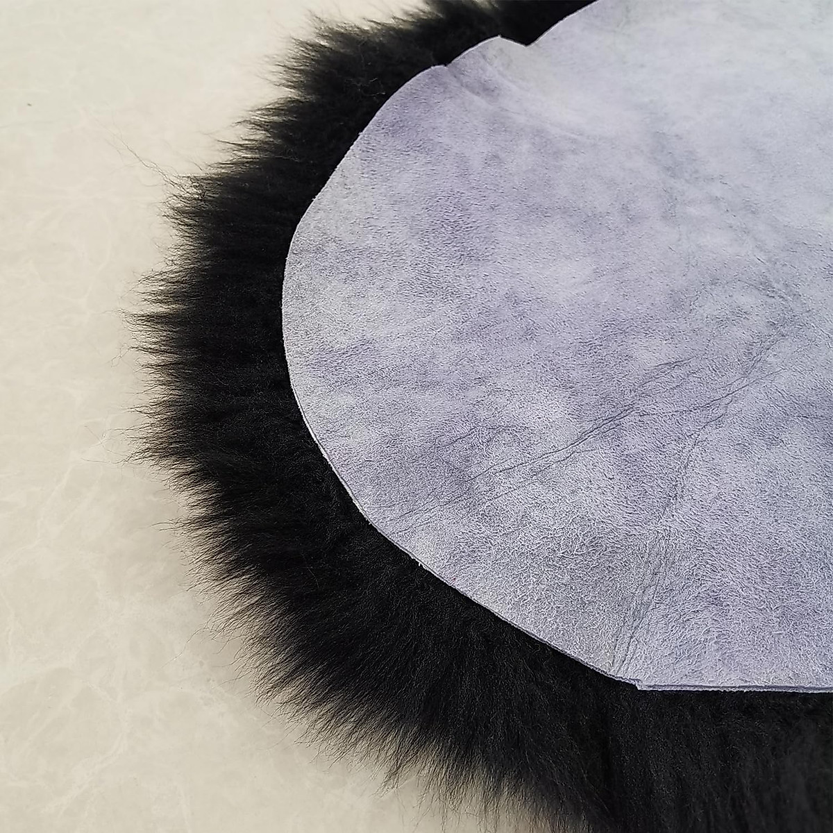 Champlus Sheepskin Rug 2.3x3.3 ft Genuine Australian Lambskin Area Rug, Real Fur Wool Rug Throw for Bedroom, Living Room, Kid's Room, Single Pelt - Black