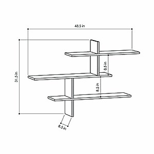 Ada Home Décor Webster Wall Shelf, 48.5'' x 31.5'' x 8.5'', Burgundy
