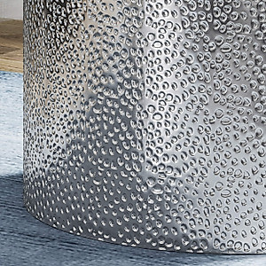 Christopher Knight Home Kaylee Modern Round Hammered Iron Accent Table (2 Pack) -Silver 16 in x 16 in x 22.25 in