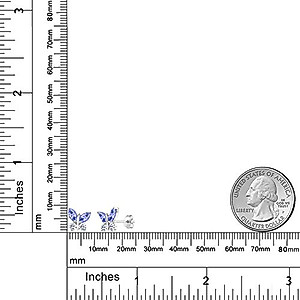 Gem Stone King 925 Silver Marquise Blue Tanzanite and White Topaz Butterfly Earrings For Women (1.56 Cttw, Gemstone December Birthstone, Center Stone: 6X3MM, Small Stones: 3MM)