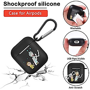 Cute AirPods Case with Keychain, Soft Funny Cartoon Protective TPU Cover Compatiable with AirPods 2nd & 1st Generation Case