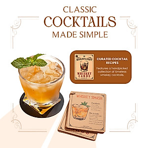 Mixology & Craft Whiskey Stones Gift Set - Pack of 6 Granite Chilling Rocks w/ 2 10 oz Old Fashioned Glasses in Wooden Box - Whiskey Gifts for Men on Birthday, Father's Day or Christmas