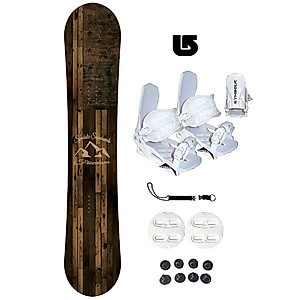 Symbolic Freedom Kids Snowboard + White Bindings Package +Leash+Stomp+Face Mask+ Burton Decal (130cm & White Bindings XS (fits 1-6))