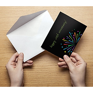 Better Office Products 36 Pack Work Anniversary Cards with Envelopes, Business Employee Appreciation Cards, Bulk Set, 4 x 6 Inch, 6 Fireworks Cover Designs,