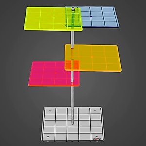 3D Combat Risers Set Colored Acrylic Connected by Metal Pillars Flying Miniature Flight Stand with 1 Inch SquareGrid Great Wargame Space for D&D and Other Tabletop RPG