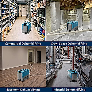 ALORAIR Commercial Dehumidifier with Pump, Up to 180 PPD (Saturation), 85 PPD at AHAM, Memory Starting, 5 Years Warranty, LGR Industrial Dehumidifier for Flood Repair, Crawlspace and Basement Drying, Blue