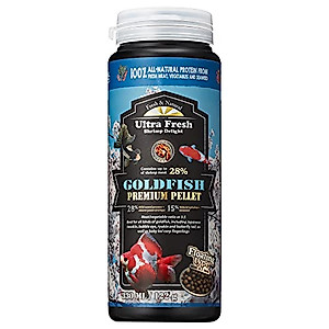 Ultra Fresh Floating Goldfish Food, Color Enhancing, Balanced Diet, All Natural Ingredients, Clear Water Formula, Goldfish Premium Pellet, 4.6 oz