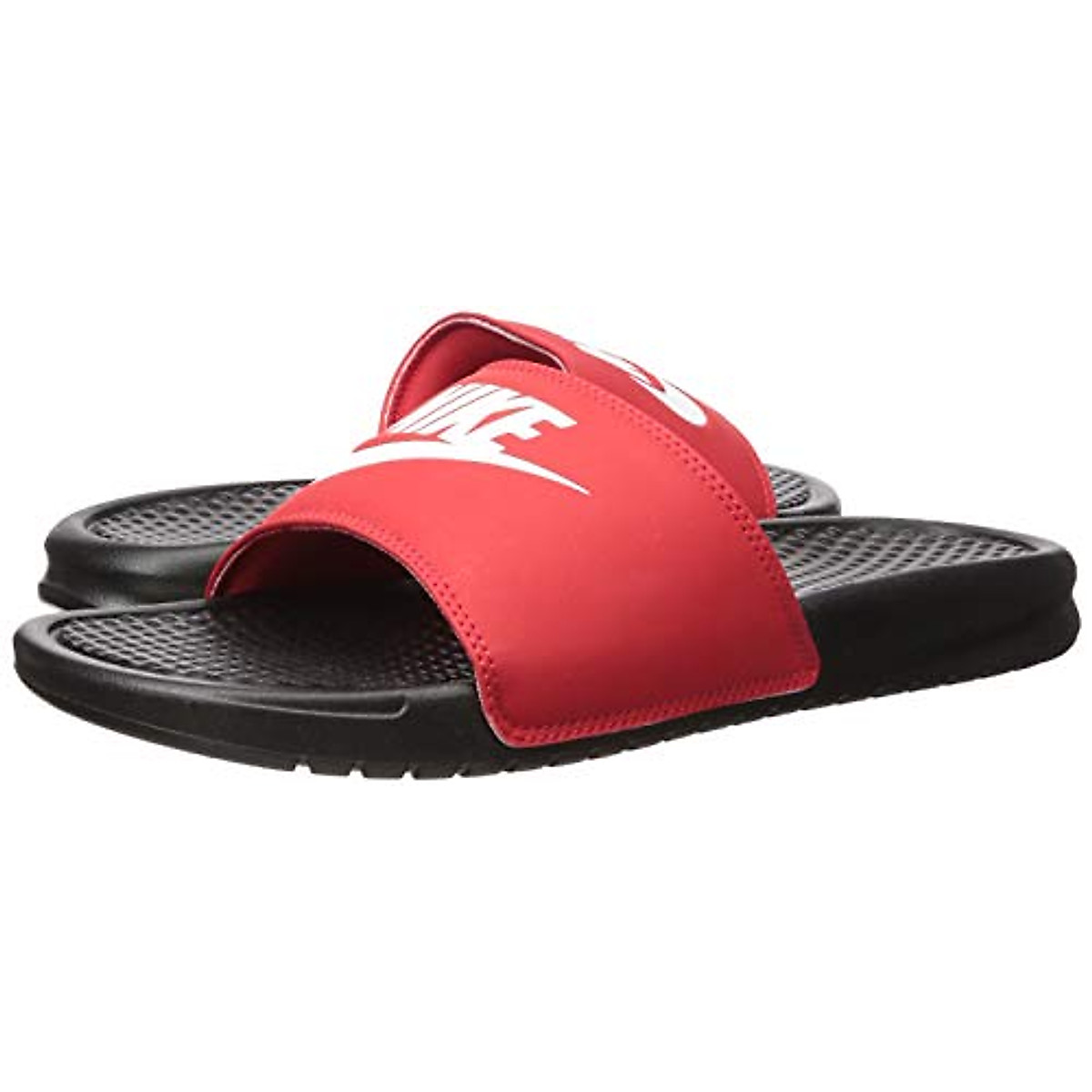 Nike Men's Benassi Just Do It Slide Sandal, Black/White-University Red, 13