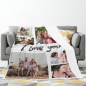 TUDERE Custom Blanket with Photo Text - Personalized Blanket for Baby Mother Father Adult Friends Lovers Dog Pets for Birthday Christmas Halloween Valentines, Memorial Gift