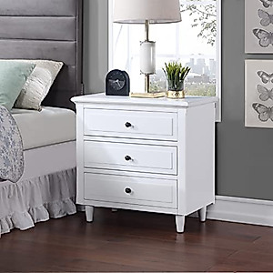 XD Designs Solid Wood Side End Table, 2-Drawer Night Stand with Storage Shelf, Bedside Nightstand, Accent Table for Bedroom Hallway Living Room (White)