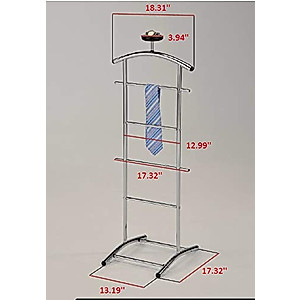 KB Designs - Suit & Tie Freestanding Valet Stand Clothing Organizer Rack, Chrome