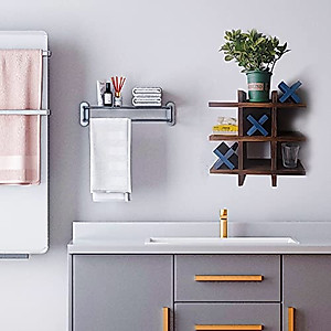 Tic-Tac-Toe Toilet Paper Holder Stand, Pine Wood Toilet Paper Tic-Tac-Toe Holder for Bathroom, Wooden Toilet Paper Organizer for Wall Mounted or Freestanding Bathroom Tissue Roll Storage Organizer