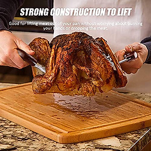 ANZEKE 2pack Meat Handler Shredder Claws,BBQ Pulled Pork Paws for Shredding Handing Carving Food, High-Grade Stainless Steel Metal with Wooden Handle