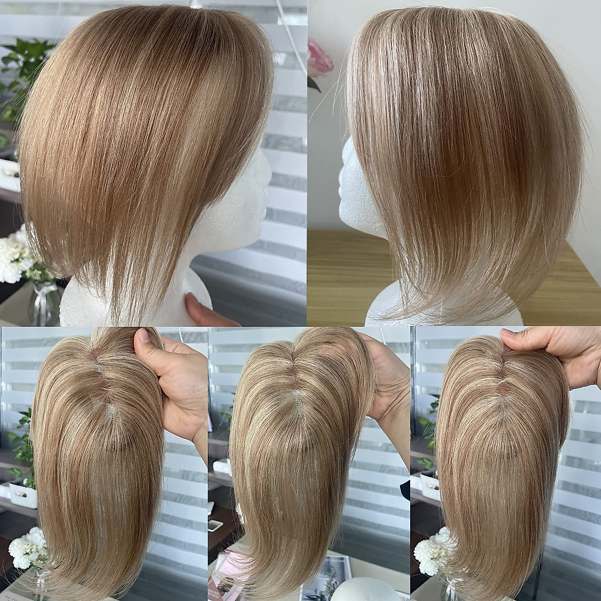 gulagula Hair Toppers for Women Real Human Hair Pieces with Thinning Hair Human Hair Toppers with Bangs Clip in Hair Extensions